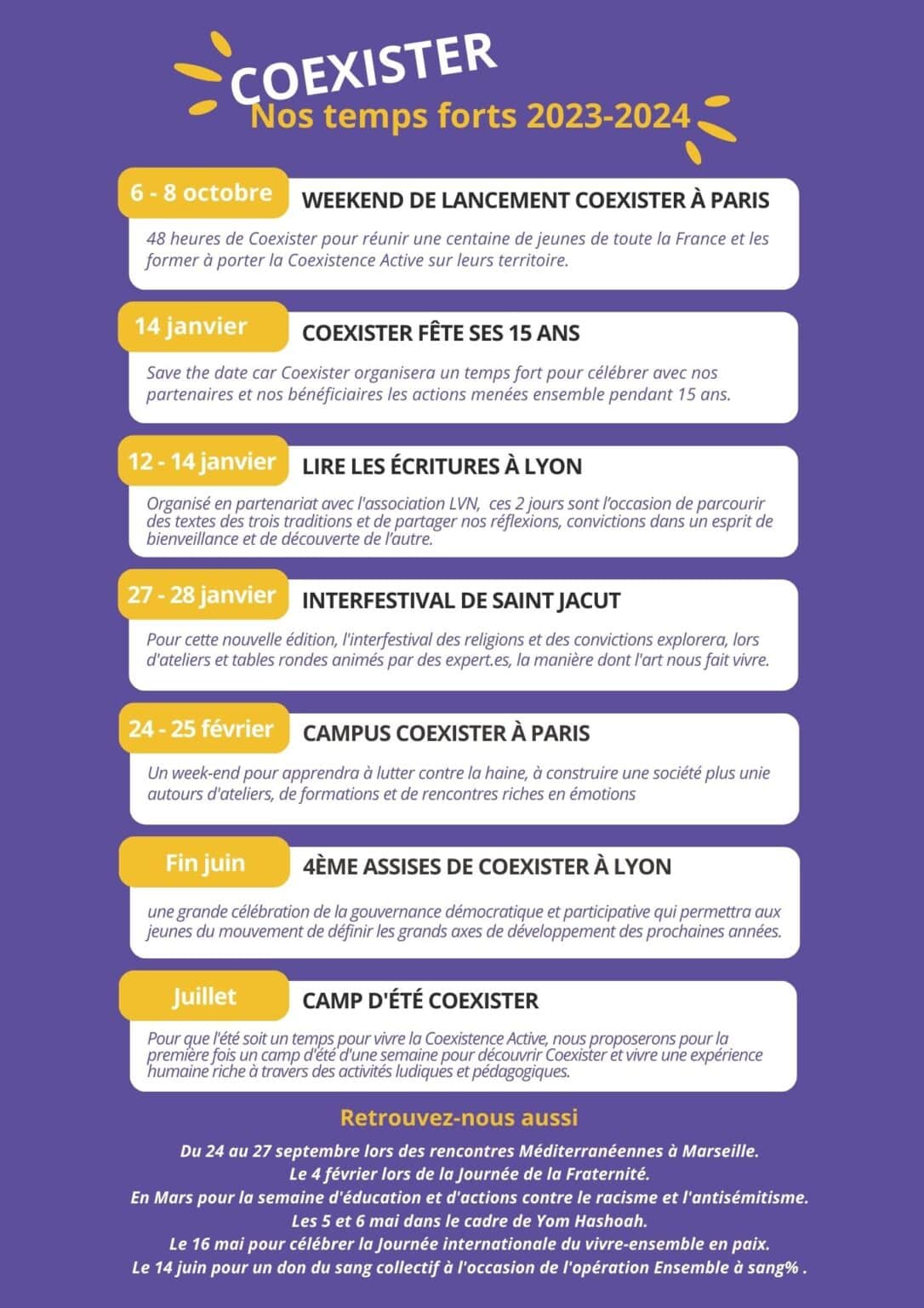 Temps forts Coexister - Coexister.fr